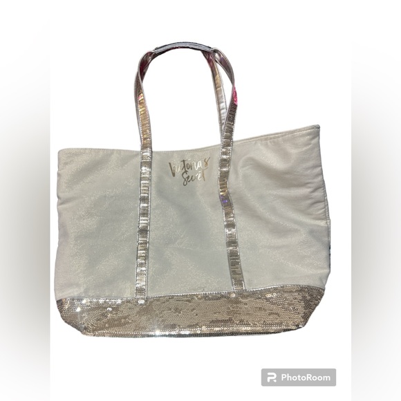 Victoria's Secret | Bags | Victorias Secret Shimmer White Gold Sequin ...